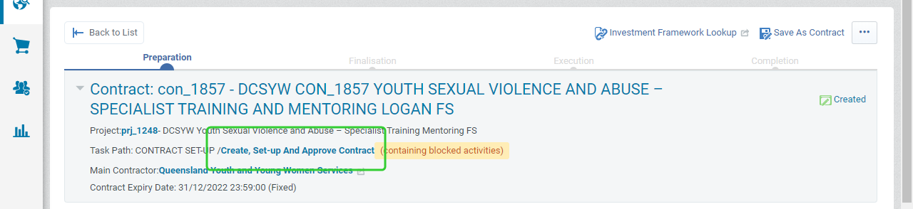 Attach approved contract set up documents to a funding schedule