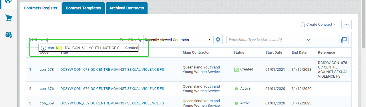 Search for contracts from the Contracts Register