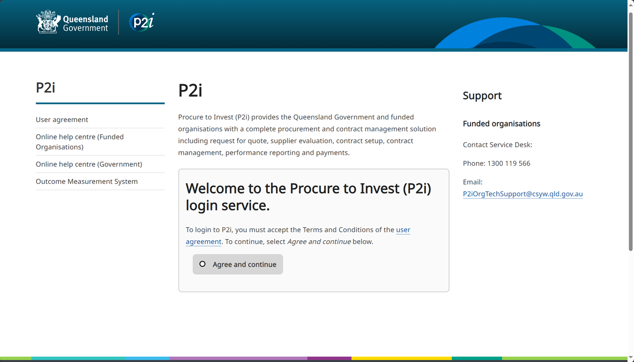 Login to the P2i Main Dashboard