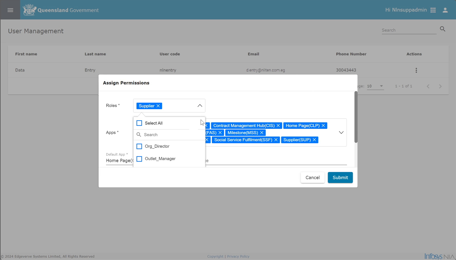 Assign Permission Role/s